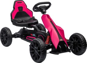 HOMCOM Pedalové Auto Go-Kart s Ruční Brzdou, Nastavitelným Sedákem, Předními a Zadními Rychlostmi, Vozidlo s EVA Koly, Dětské Kettcar pro Děti 3-8 Let