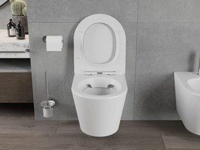 Mexen Rico Rimless závěsné wc + slim pomalu padající sedátko z duroplastu, biala matná, 30724001