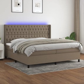 Box spring postel s matrací a LED taupe 200x200 cm textil 3138585