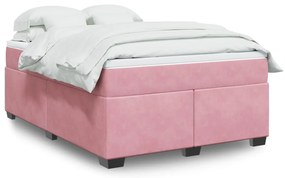 Box spring postel s matrací růžová 140x190 cm samet 3285286