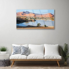 akrylový obraz Jezero Poušť Krajina 100x50 cm