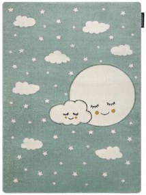 Dětský kusový koberec Petit Moon with clouds green-80x150