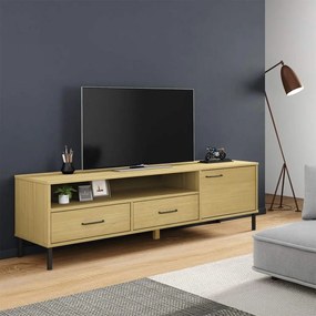 vidaXL TV skříňka s kovovými nohami masivní borové dřevo OSLO [351029] Barva: Hnědá