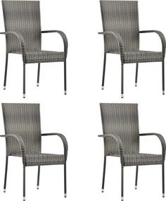 vidaXL Stohovatelné zahradní židle 4 ks polyratan [310085] Barva: Hnědá