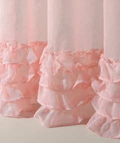 Room99 Záclona na kroužcích Flavia s volánmi Jednobarevná Barva: Světle růžová, Velikost: 300 x 250 cm
