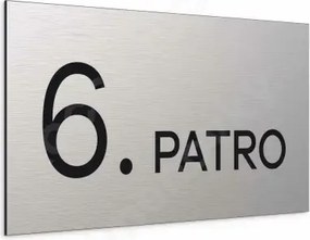 ACCEPT Označení podlaží "6. PATRO" - stříbrná tabulka - černý popis