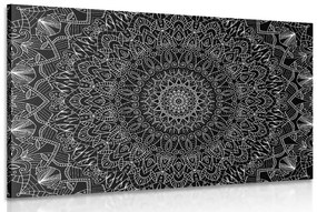 Obraz detailní ozdobná Mandala v černobílém provedení - 60x40 cm