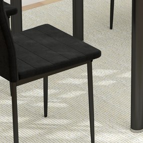 HOMCOM Sada 4 jídelních židlí, design bez opěrek, čalounění látkou, kovové nohy, černá