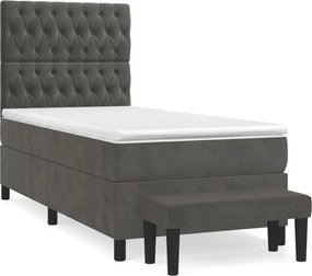 Box spring postel s matrací tmavě šedá 100x200 cm samet 3138008