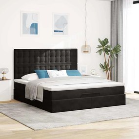Osmanský rám postele s matracíes černá 160x200cm samet 3313627