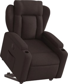 Elektrické zvedací polohovací křeslo tmavě hnědé textil 3204511