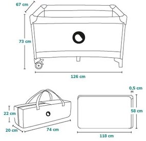 Lionelo - Cestovní postýlka STEFI šedá/žlutá