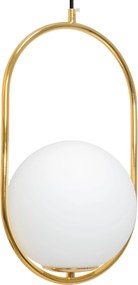 Toolight - Skleněná závěsná lampa E27 60W APP473-1CP, bílá-zlatá, OSW-00605