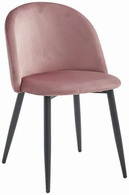 Set čtyř jídelních židlí BELLO sametové tmavě růžové (černé nohy) 4ks