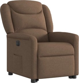 Elektrické zvedací polohovací křeslo hnědé textil 3303218