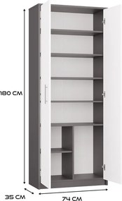 FALCO Kancelářská skříň Olina 2D antracit/bílá