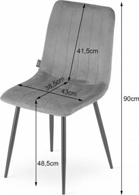 Tmavě šedá sametová židle LAVA GRAPHITE GRAY