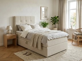 Čalouněná postel boxspring DIRELIS VIBE 90x200 cm krémová Matrace: Matrace Bonell pružinová