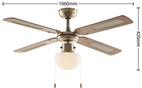 Stropní ventilátor Lindby s osvětlením Rakan, tichý, Ø 106 cm