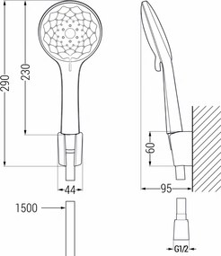 Mexen příslušenství - 1-bodový ruční sprchový set R-74, černá, 785745052-70