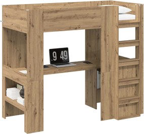 Rám patrové postele se stolem Artisanový dub 90 x 190 cm 3410442