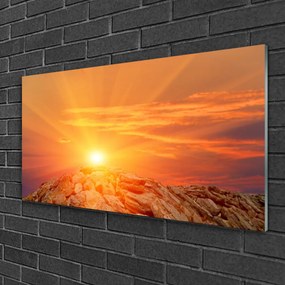 Obraz na skle Slunce Nebe Hora Krajina 140x70 cm