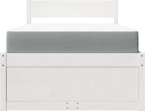 Postel se zásuvkami a matrací bílá 90 x 200 cm masivní borovice 3281908