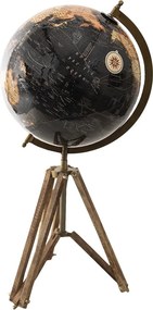 Černý dekorativní glóbus na dřevěné trojnožce Globe - 28*26*57 cm