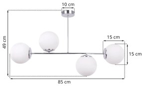 Stropní svítidlo Florence, 4x bílé skleněné stínítko, ch, n