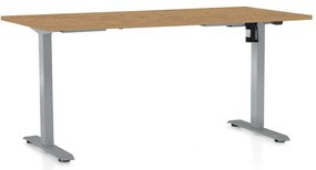 Výškově nastavitelný stůl OfficeTech A, 160 x 80 cm, šedá podnož, dub kamenný
