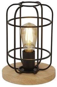 SEARCHLIGHT Stolní drátěná lampa - černý kov a dřevo