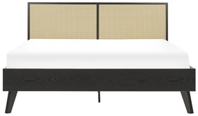 Ratanová postel 160 x 200 cm černá MONPAZIER Beliani