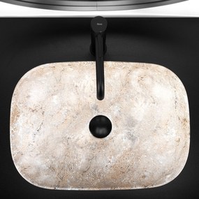 Rea Belinda Savana, umyvadlo na desku 460x330x135 mm, imitace kamene, REA-U3323