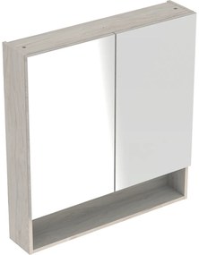 Geberit Selnova Square - Zrcadlová skříňka 850x588x175 mm, 2 dvířka, světlý ořech hickory 501.267.00.1