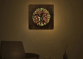 Li-Go "Strom života" světelný obraz s baterií 62x62cm varianta ovládání: manuál/pohybové čidlo, provedení povrchu: dub světlý