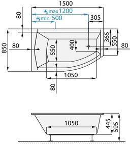 Santech FIONA 150 x 85 cm SAFIO150L vana akrylátová levá