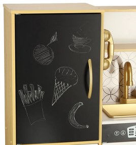 Creative Corner Dětská dřevěná kuchyňka s lednicí zlatá