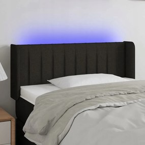 Čelo Postele S Led Krémové Textil Černá 103 x 16 x 78/88 cm