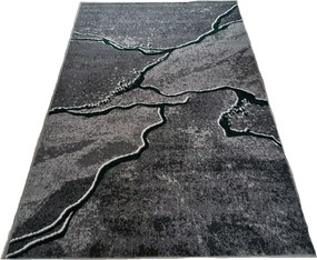 HU Šedý abstraktní obdélníkový koberec NEW IDEA 90321-0574 s imitací mramoru se zelenými žilkami Rozměr: 50x80 cm