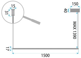 Toolight Toolight, LED závěsné osvětlení 150cm, 18W, 3000K, LHJ032-CP, černá matná, OSW-50015
