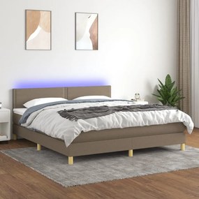 Box spring postel s matrací a LED taupe 180x200 cm textil 3133657