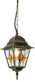 Vintage venkovní závěsná lampa starožitná zlatá - Antigua