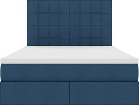 Postel s úložným prostorem a matrací Modrá 140 x 200 cm textil 3371789