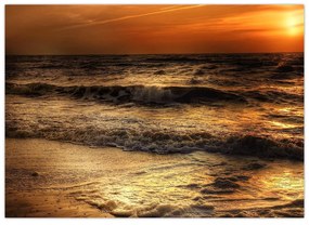 Skleněný obraz - Vlny u pobřeží (70x50 cm)