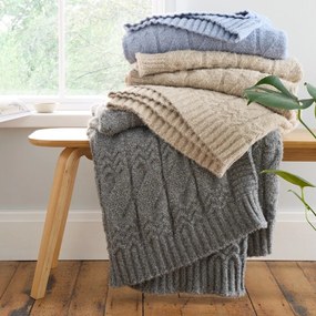 Béžová pletená deka 150x200 cm Cable Knit – Bianca