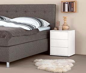 Tchibo - Noční stolek boxspring - barva: bílá