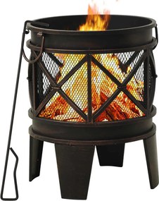 vidaXL Rustikální přenosné ohniště s pohrabáčem Φ 42 x 54 cm ocel [313637]