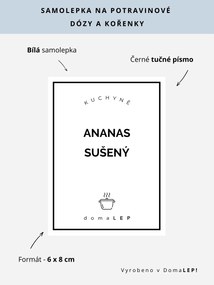 ANANAS SUŠENÝ  – bílá samolepka na dózu, tučné písmo, 6 x 8 cm | DomaLEP
