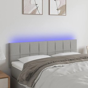 Čelo postele s LED světle šedé 144 x 5 x 78/88 cm textil 3121610