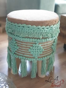 Béžovo - mintová stolička / podnožka Fringe mint - Ø 37*45cm